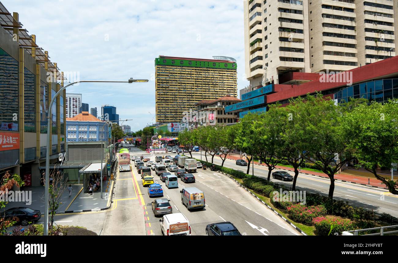 A view down New Bridge road towards the Peoples park landmark HDB ...