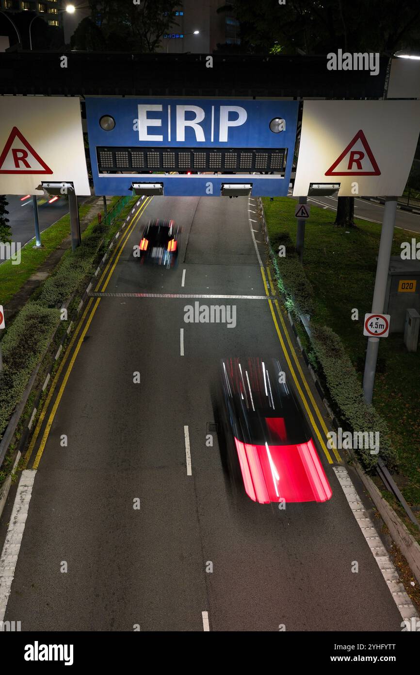 Gantry ERP road tax traffic management system in Singapore Asia.With ...