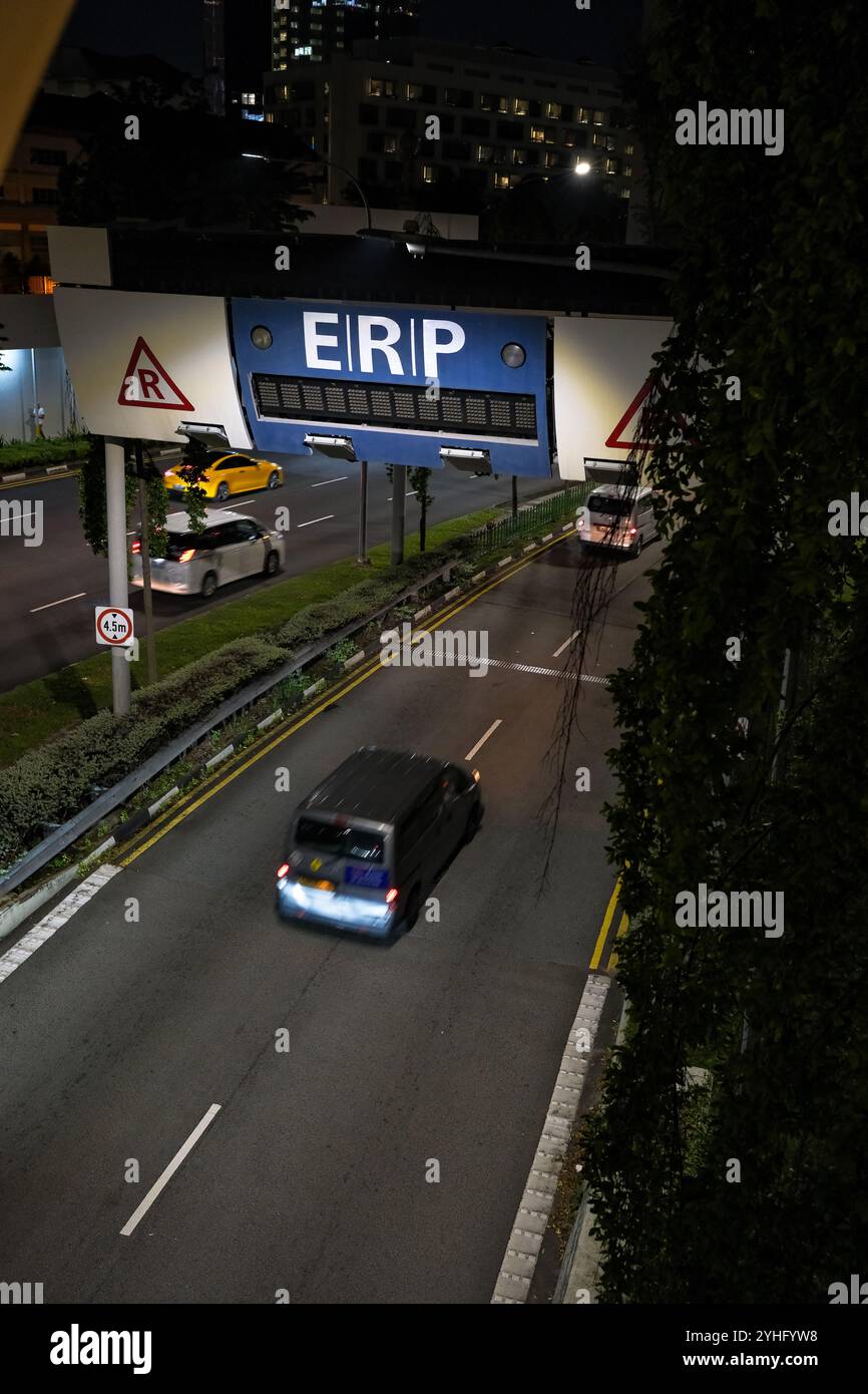 Gantry ERP road tax traffic management system in Singapore Asia.With ...