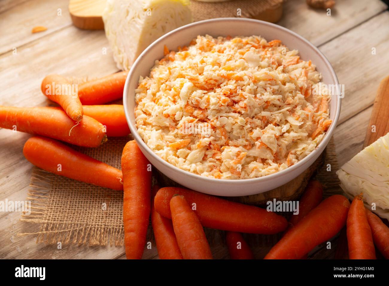 Coleslaw, made with cabbage and grated carrots, is an easy, fresh and ...