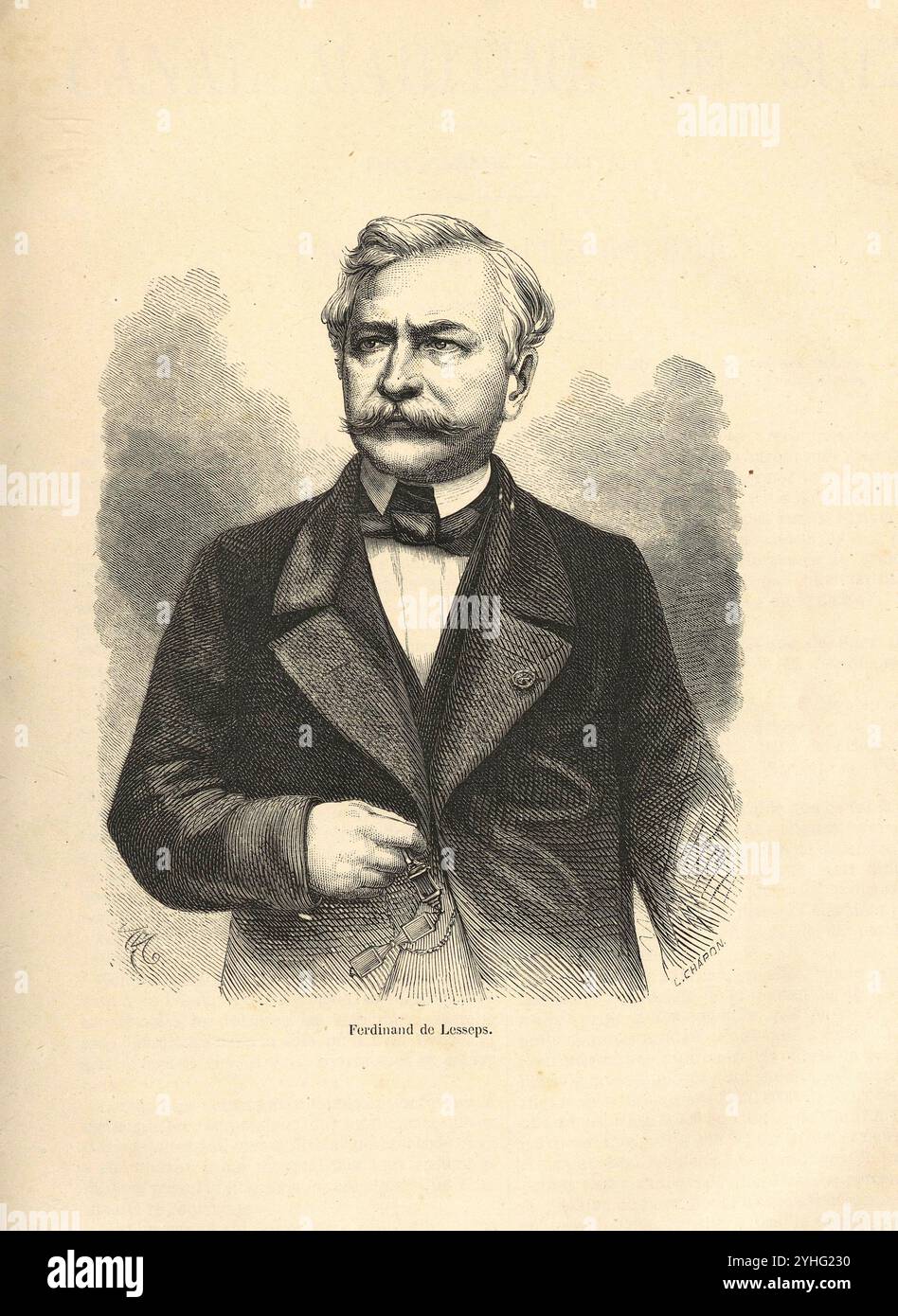 Portrait of Ferdinand de Lesseps. Archive Illustration from The Suez Maritime Canal illustrated ...