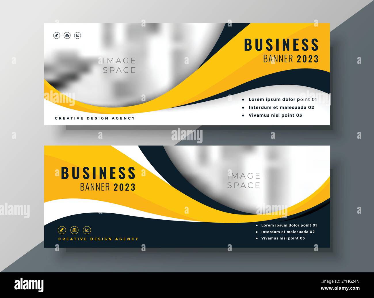 modern yellow wavy business banner design Stock Vector Image & Art - Alamy