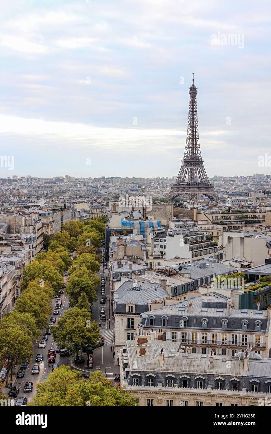 Panoramic view of Paris with the Eiffel Tower standing tall in the ...