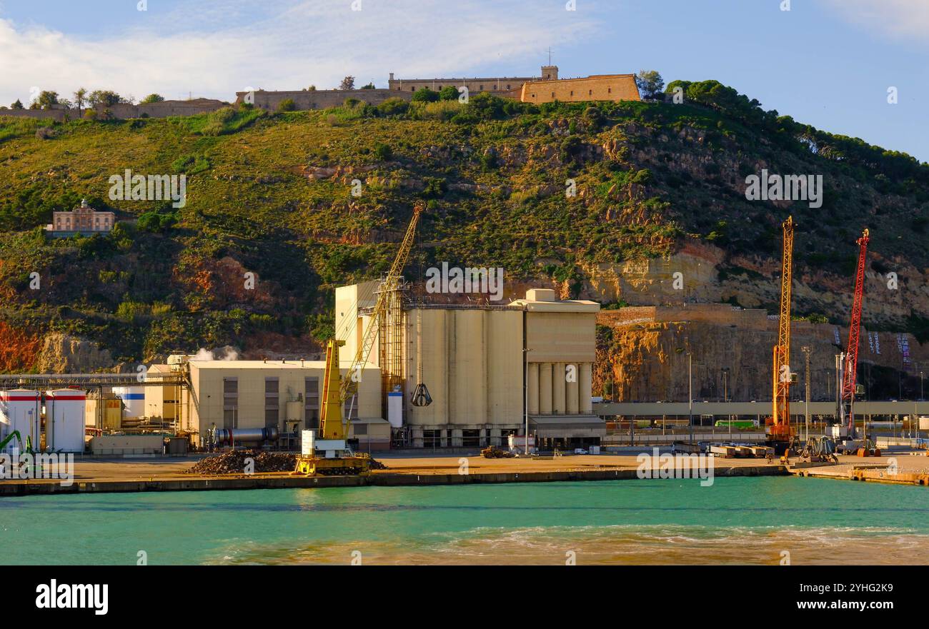BARCELONA, SPAIN - October 3, 2024: Concrete silos tower over a ...