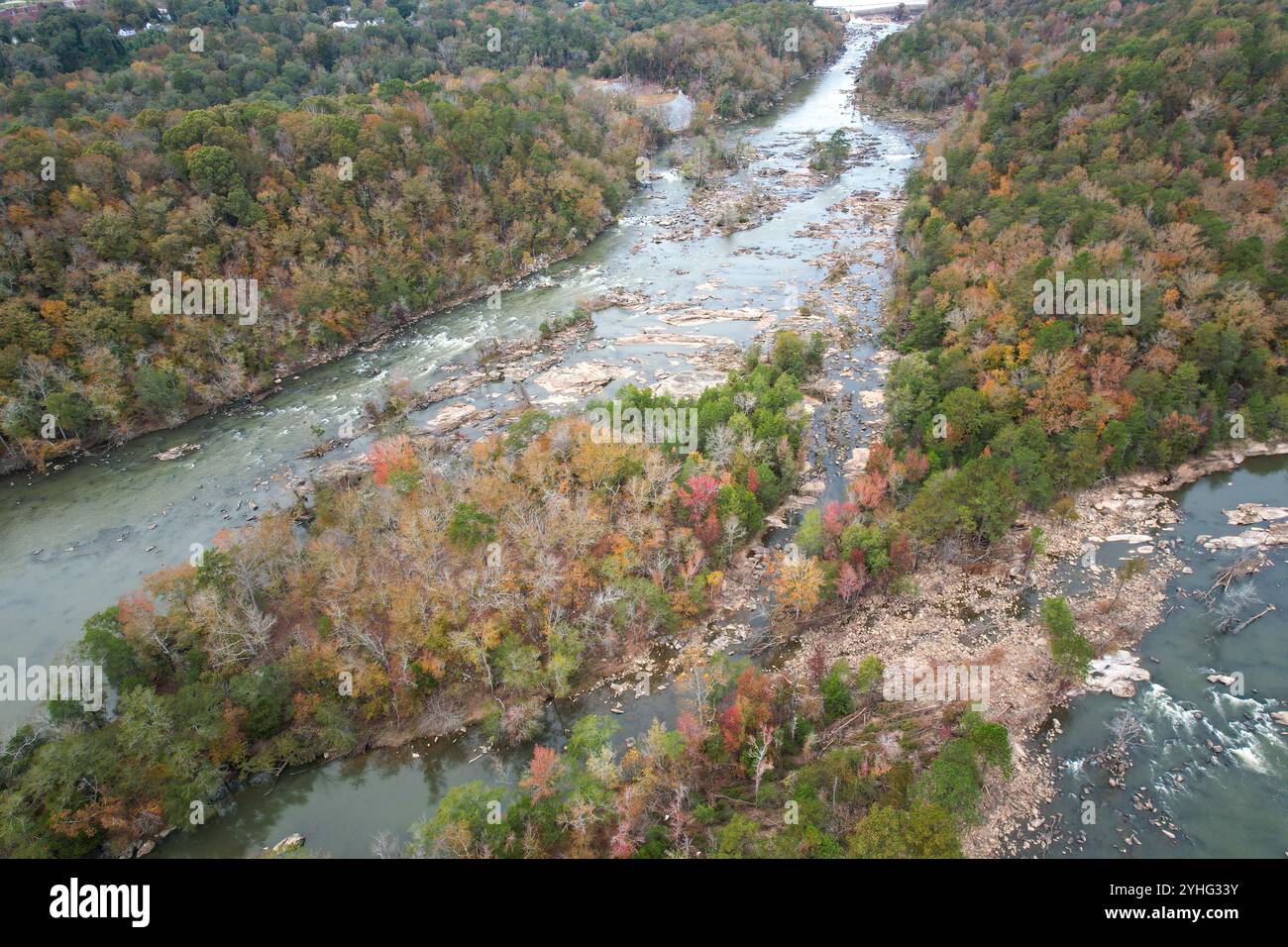 Rocky waters define the Catawba River near Great Falls, SC Stock Photo - Alamy