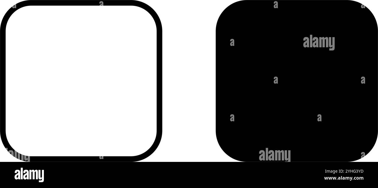 Square frame and shape with rounded corners. Geometric forms isolated ...