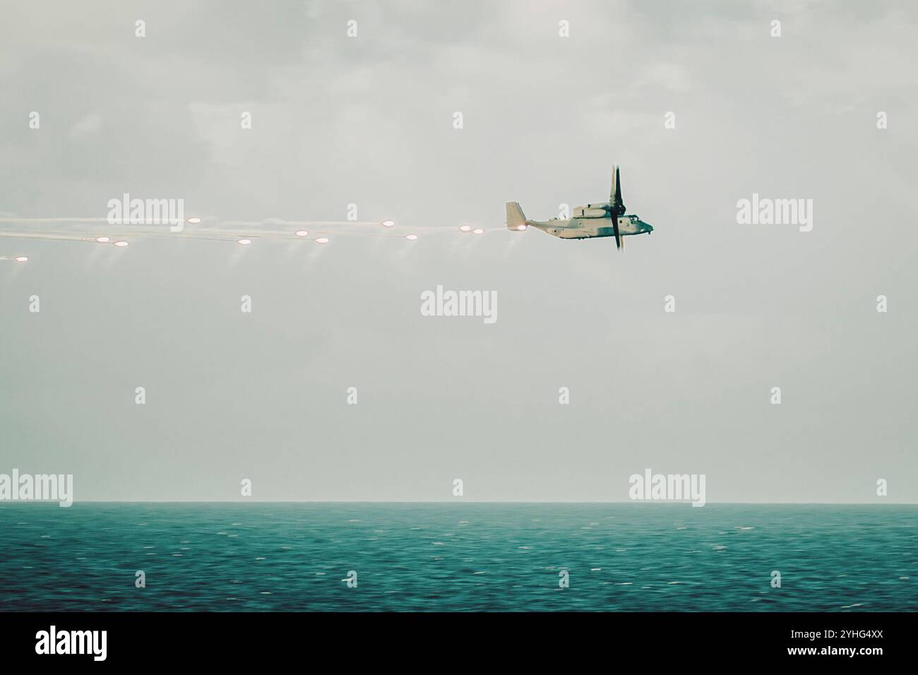A U.S. Marine Corps MV-22B Osprey attached to Marine Medium Tiltrotor ...