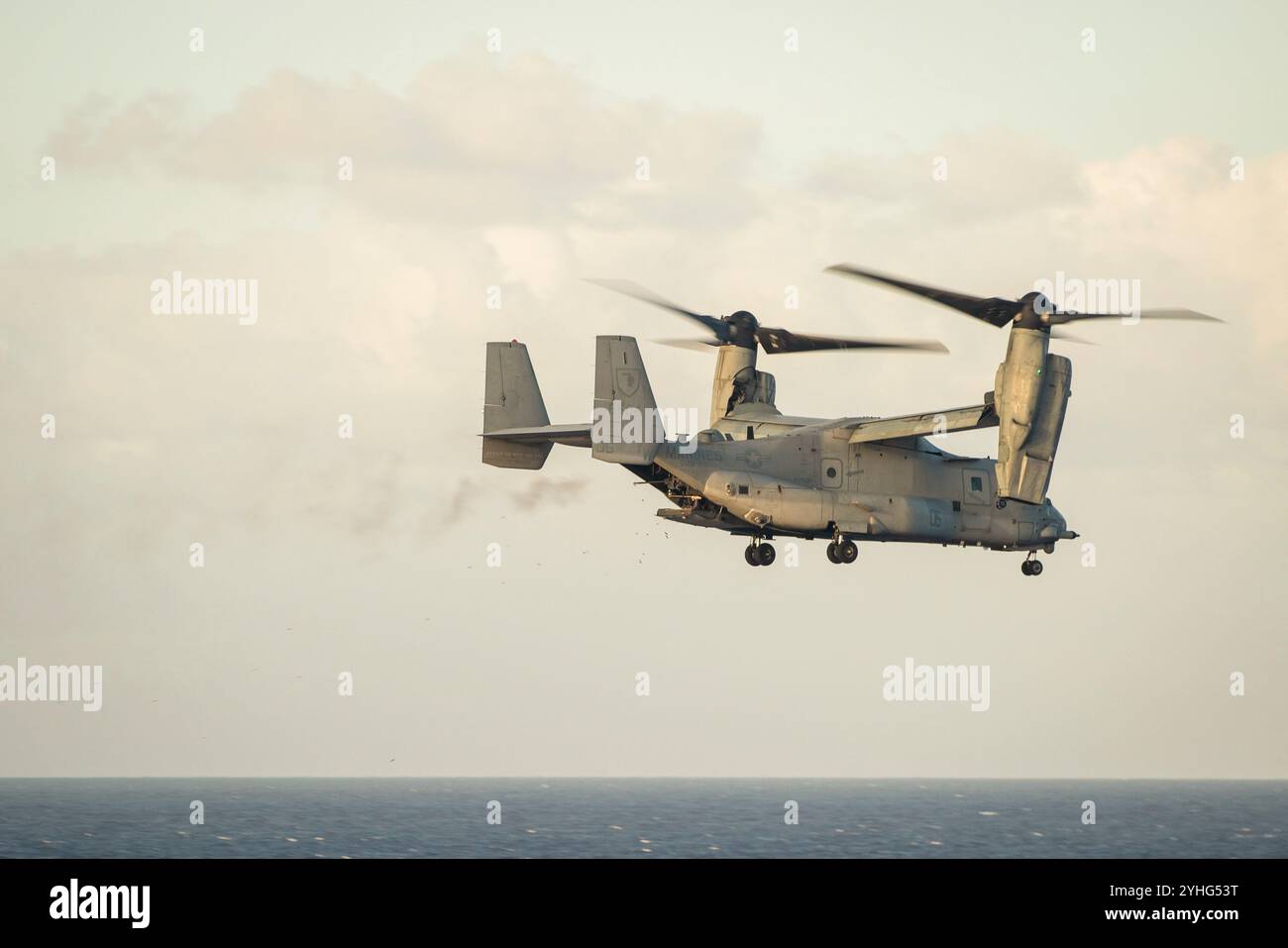 A U.S. Marine Corps MV-22B Osprey attached to Marine Medium Tiltrotor ...