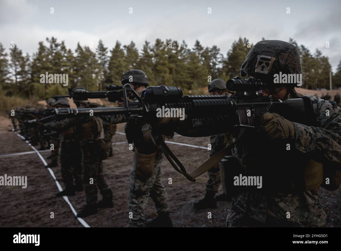 U.S. Marines conduct a dry fire to prepare for a live fire range in ...