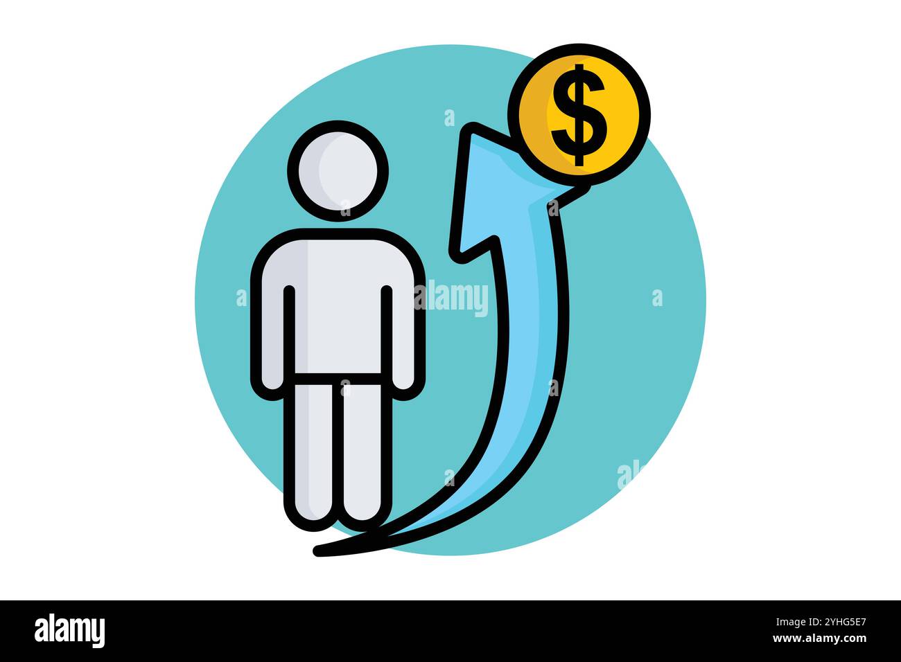 Progress icon. colored outline icon style. people with up arrow and ...