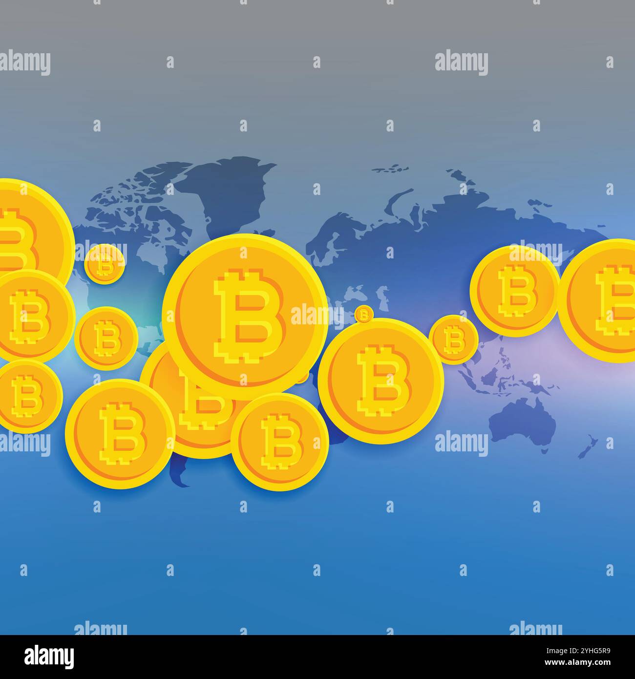 world map with floating bitcoins symbols Stock Vector Image & Art - Alamy