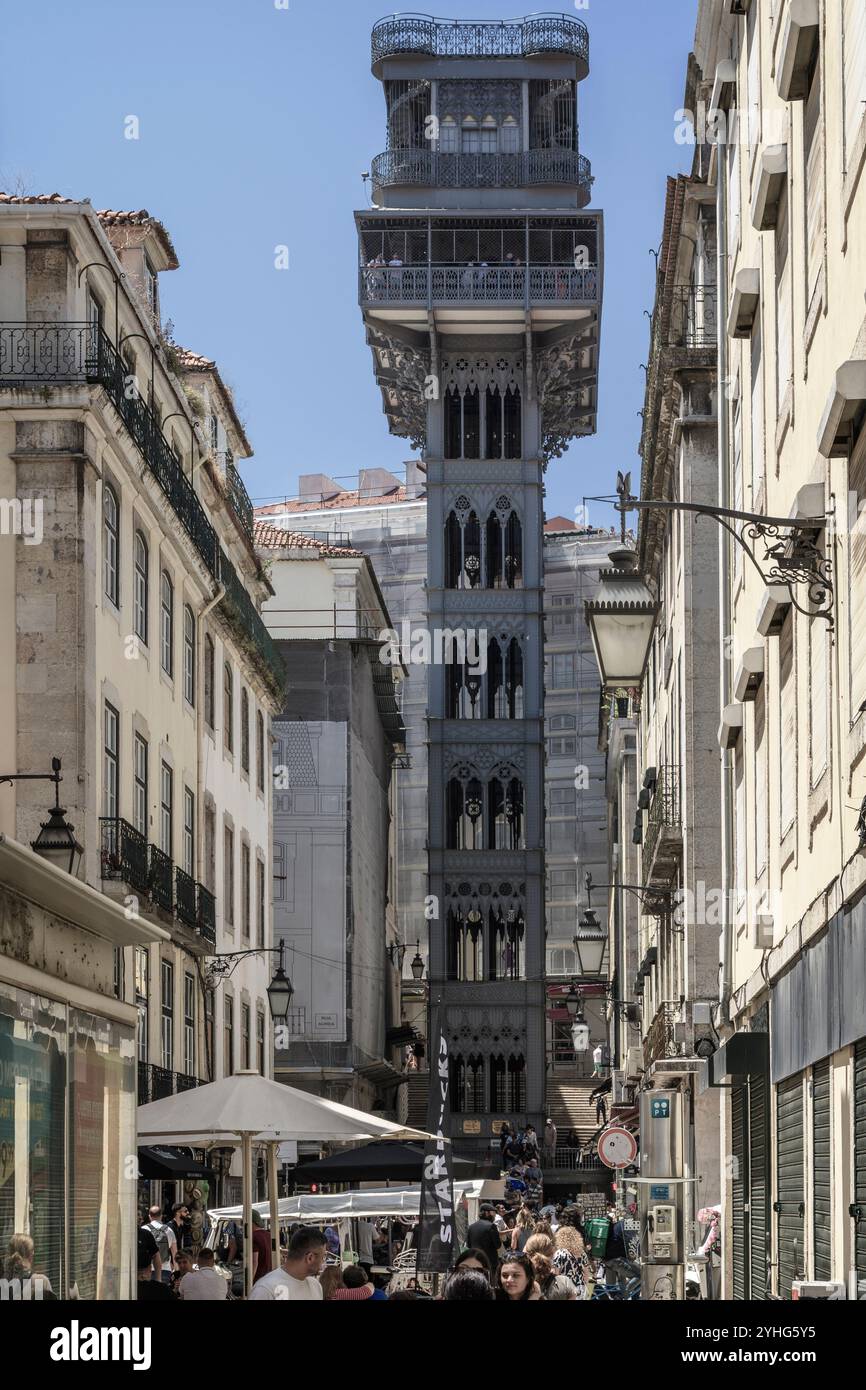 Santa Justa Elevator. A 1902 elevator made of wrought iron with ...