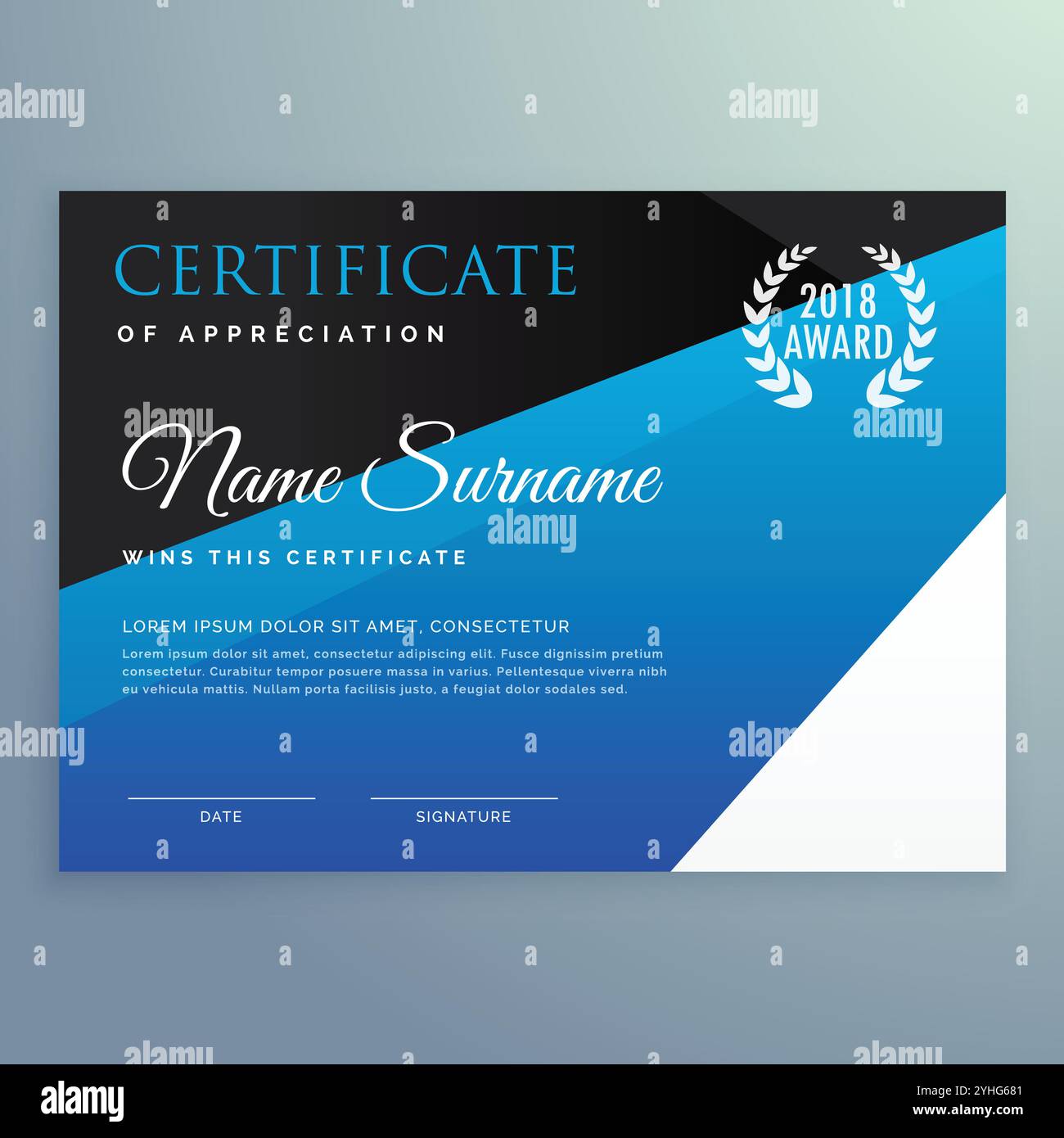 certificate design template with clean blue geometric pattern Stock ...