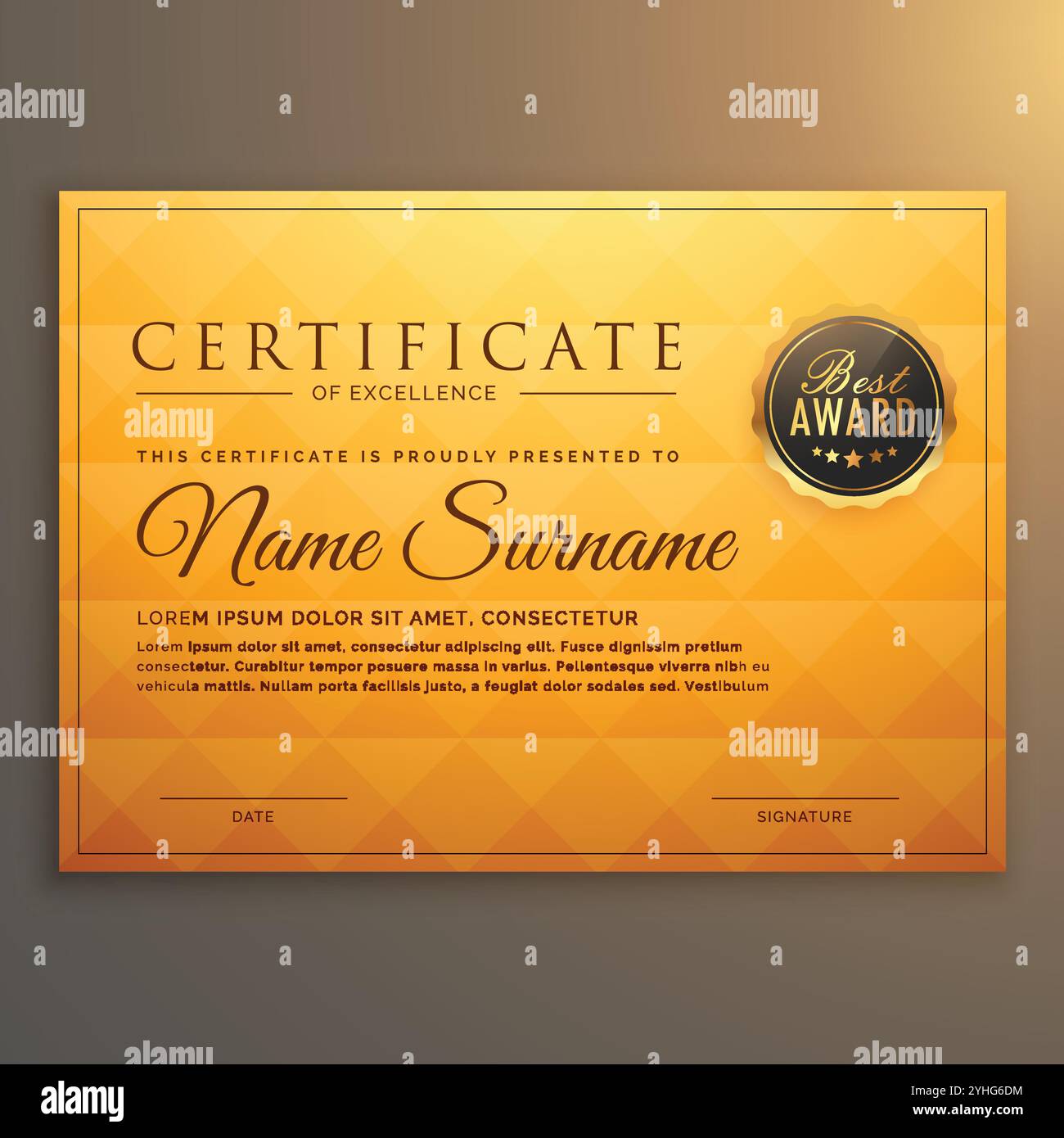 certificate template design with golden pattern Stock Vector Image ...