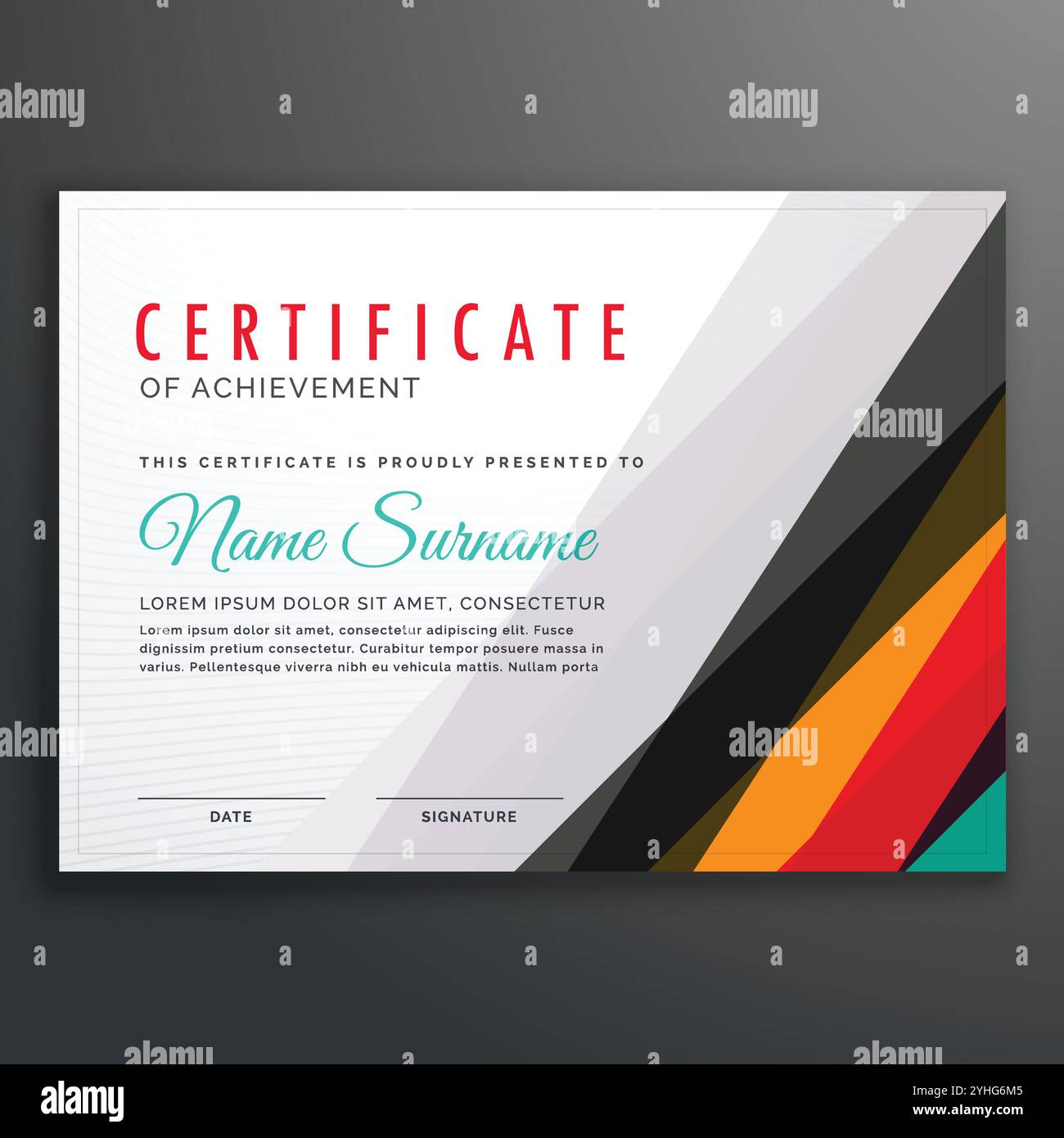 Modern certificate achievement colorful Stock Vector Images - Alamy