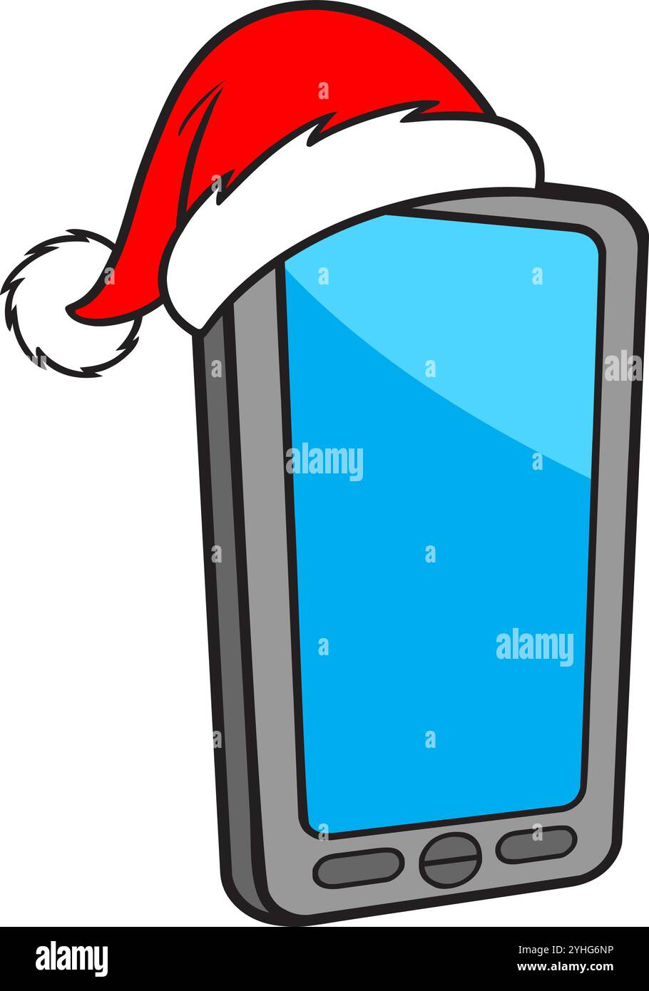 Christmas Smartphone, Hand Drawn Vector illustration, Isolated On ...