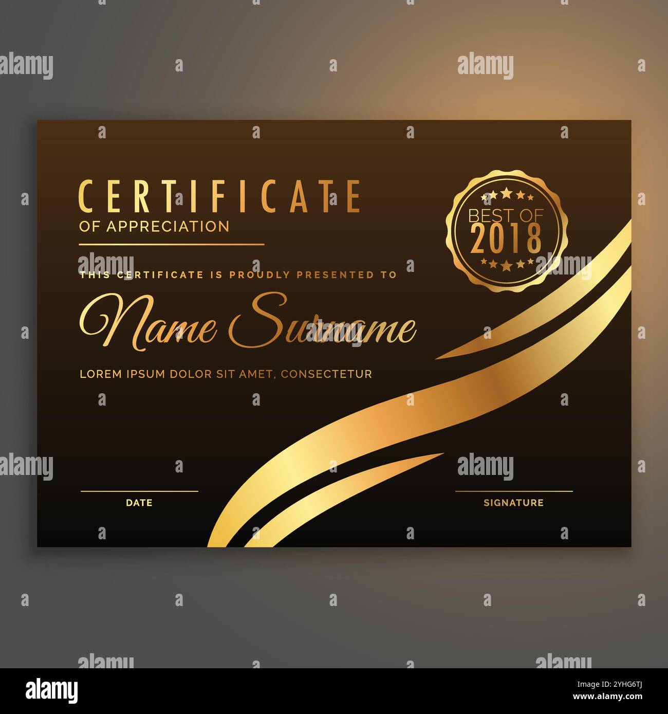 stylish premium certificate design in golden color Stock Vector Image ...