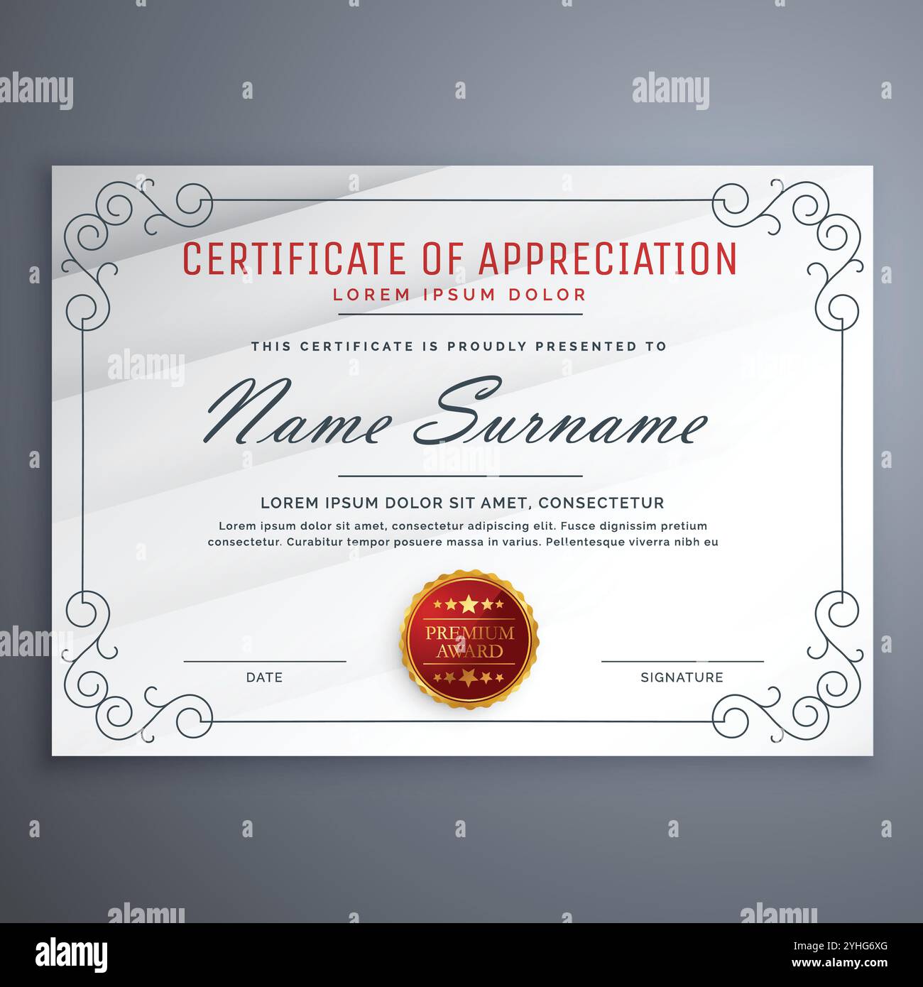 certificate design template with decorative border Stock Vector Image ...