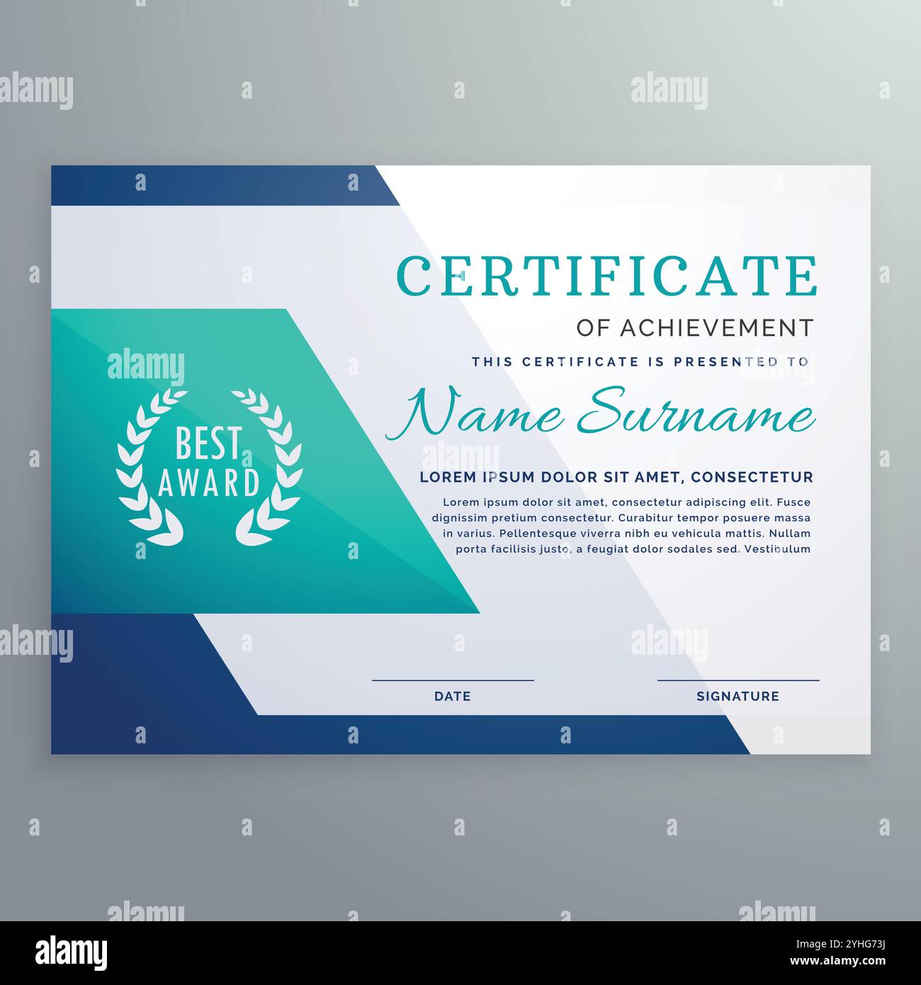 blue certificate design template in geometric shape style Stock Vector ...
