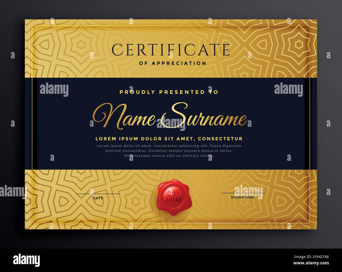 Premium golden certificate appreciation Stock Vector Images - Alamy