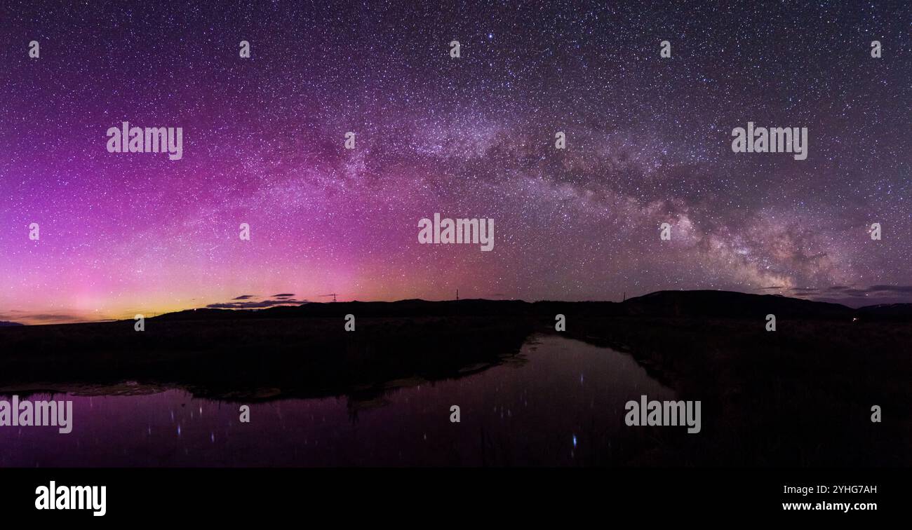 The Milky Way Galaxy arches over the runoff from Kelly Warm Spring as ...