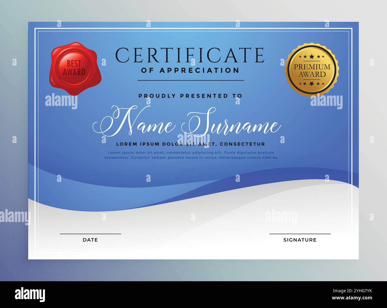 abstract blue wavy certificate template design Stock Vector Image & Art ...