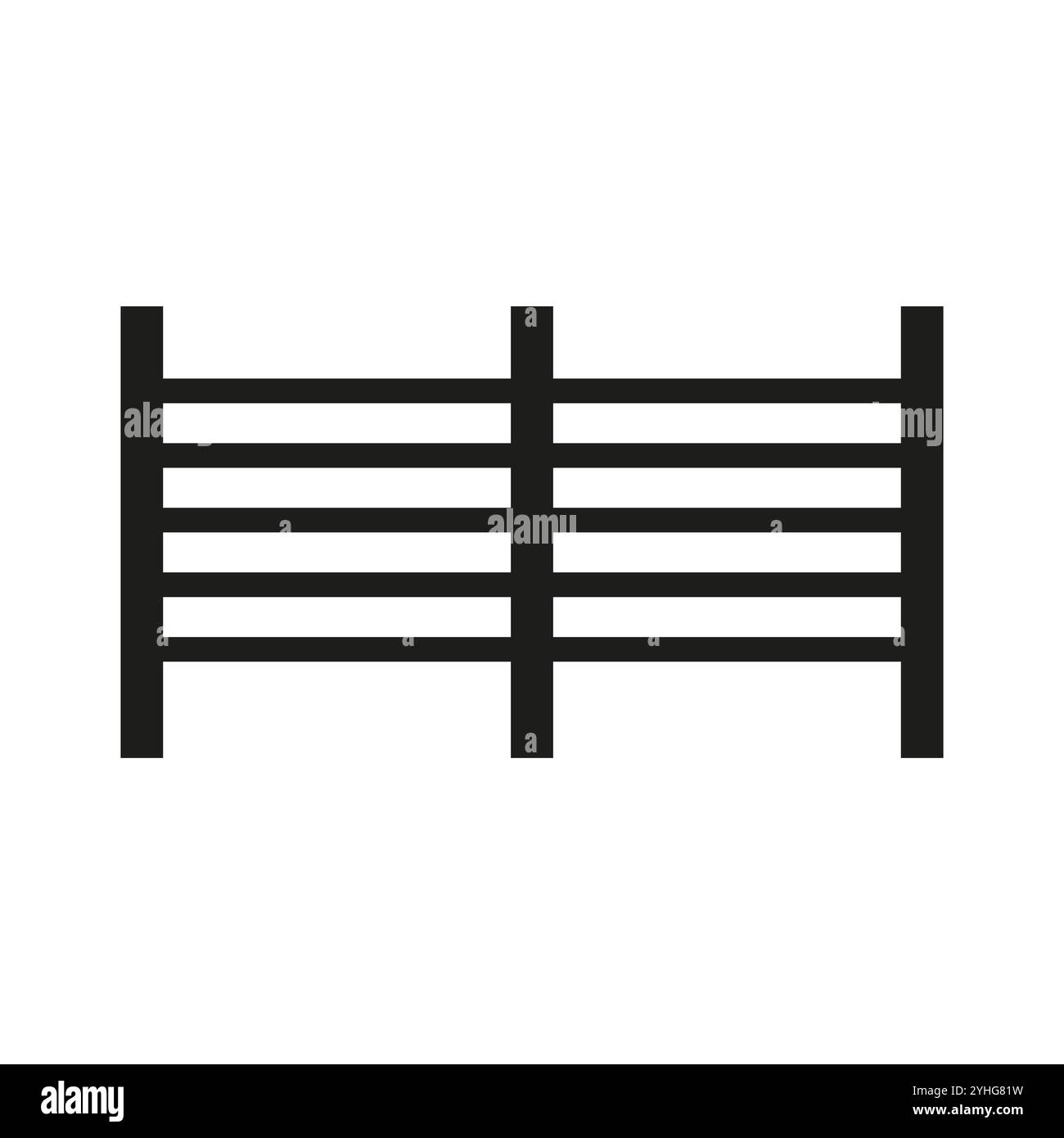 Simple Fence Icon Black Rectangular Structure Horizontal Lines Vector Barrier Outline Symbol