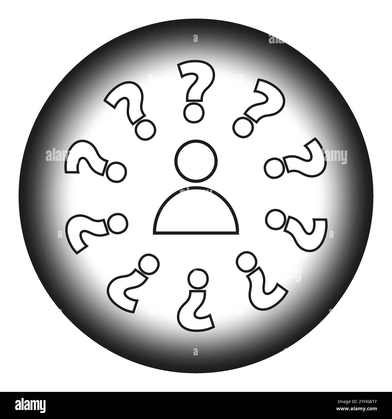 Question icon. Uncertainty concept. Person with question marks. Problem ...