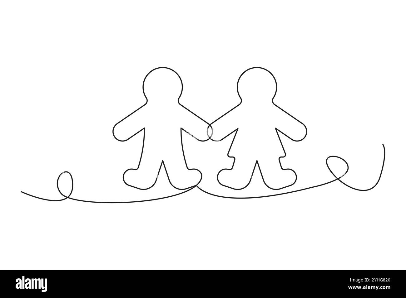 Couple line drawing. Hand holding symbol. Friendship outline icon ...
