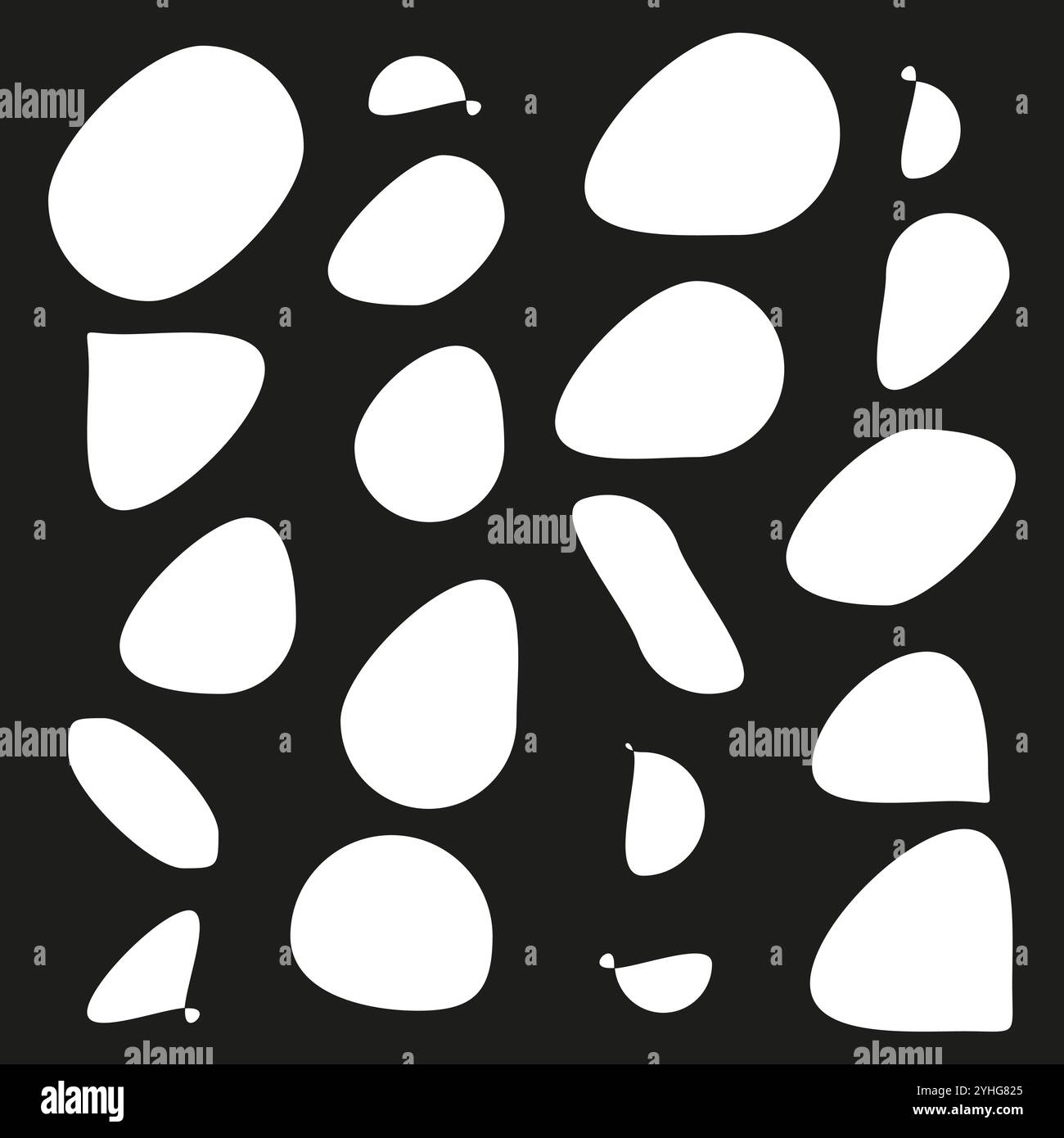 Abstract blob shapes. Organic white forms. Black background contrast ...
