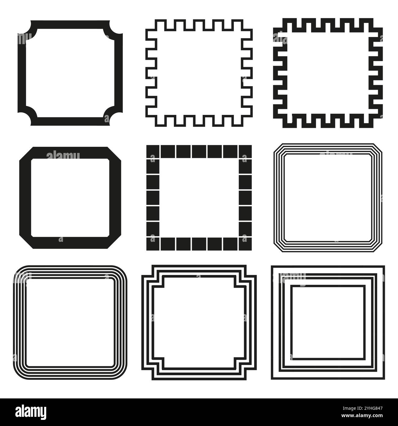 Square frame set. Geometric border collection. Abstract shape frames ...
