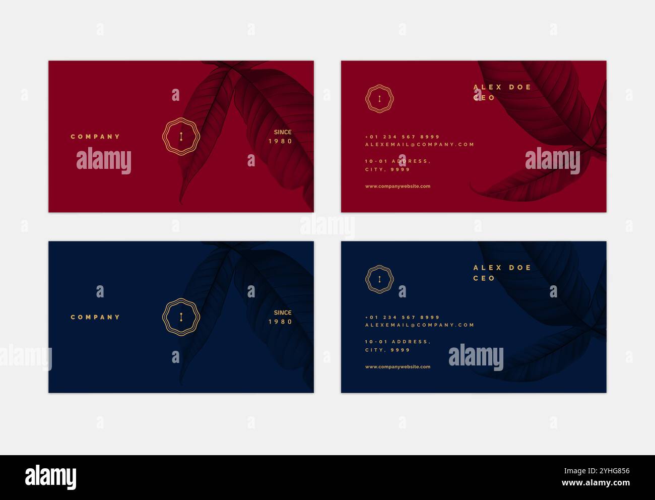 Business card template design collection, red and blue theme decorated ...
