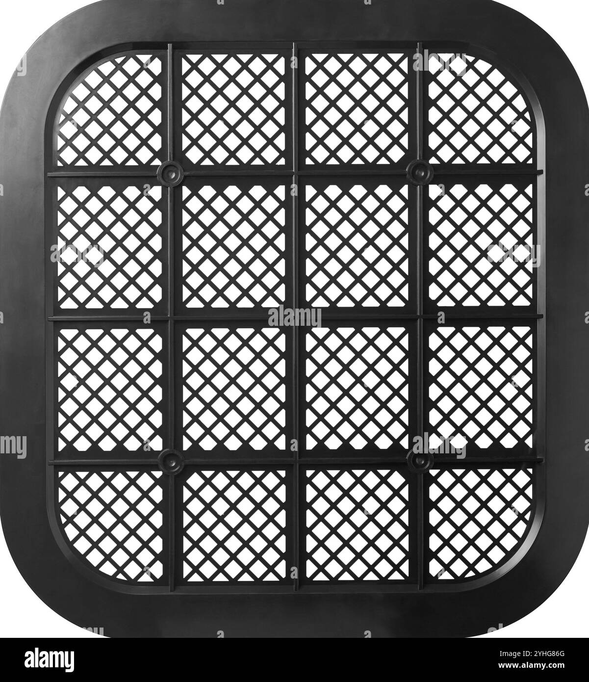 black plastic mesh with grid pattern isolated white background ...