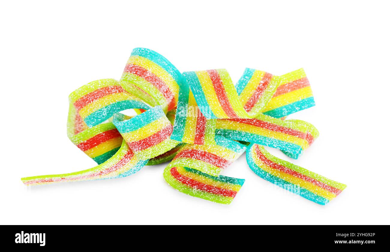 Tasty rainbow sour belts isolated on white Stock Photo - Alamy