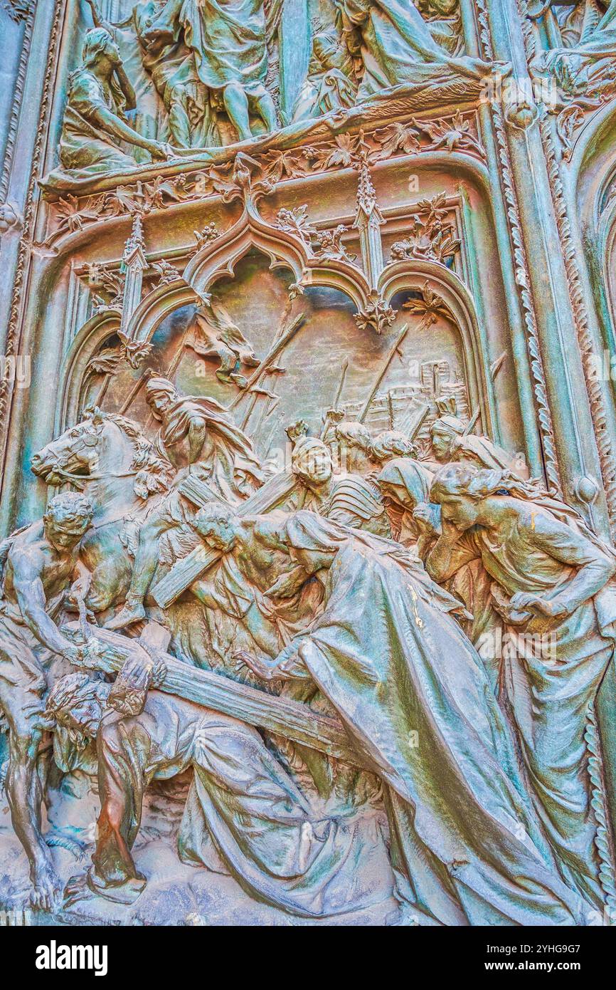Bronze door of the milan cathedral (duomo di milano) in milan hi-res ...