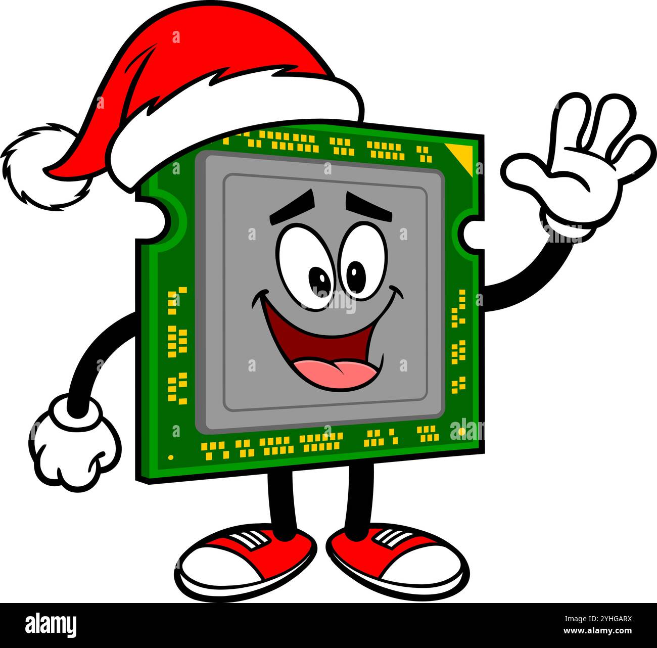 Christmas Computer Processor, Hand Drawn Vector illustration, Isolated ...