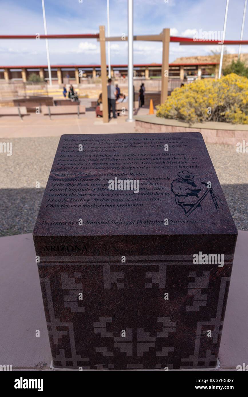 Visitors to the Four Corners Monument, the only place in the United ...