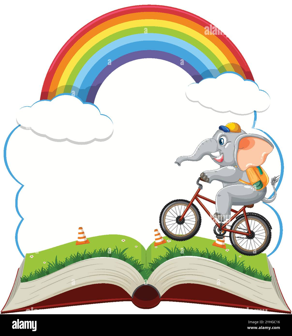 Elephant rides a bike over an open book Stock Vector Image & Art - Alamy
