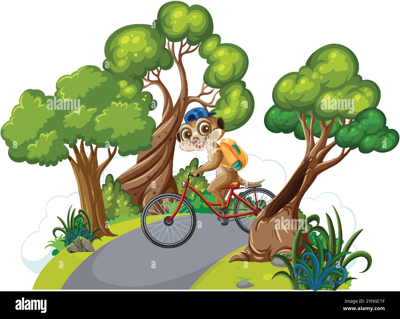 Bike path with trees Stock Vector Images - Alamy