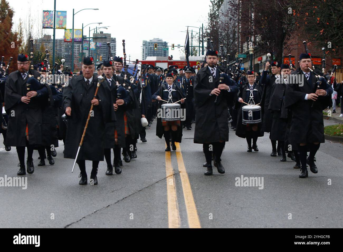 Vancouver, BC - NOVEMBER 11: A Canadian Army marches in the Port Moody ...