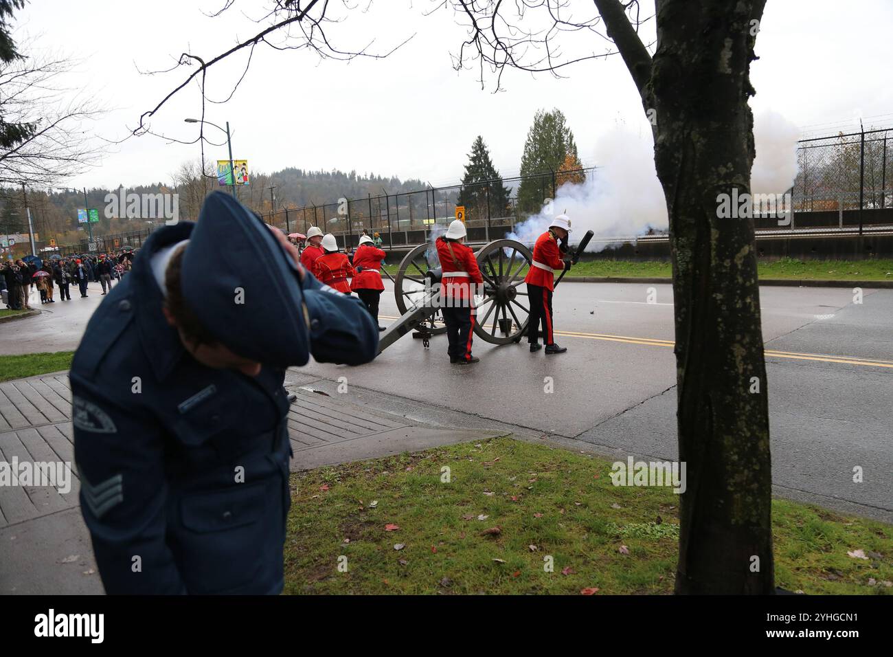 Vancouver, BC - NOVEMBER 11: A Canadian Army soldier marches in the ...