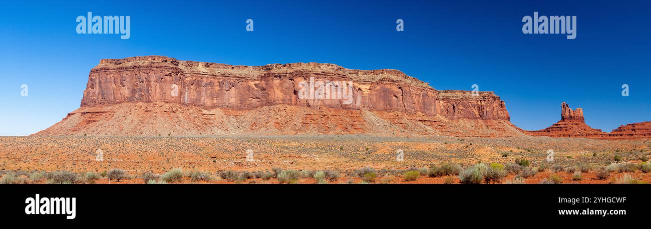 Eagle Mesa and Sitting Hen rising into a clear blue sky. Monument ...