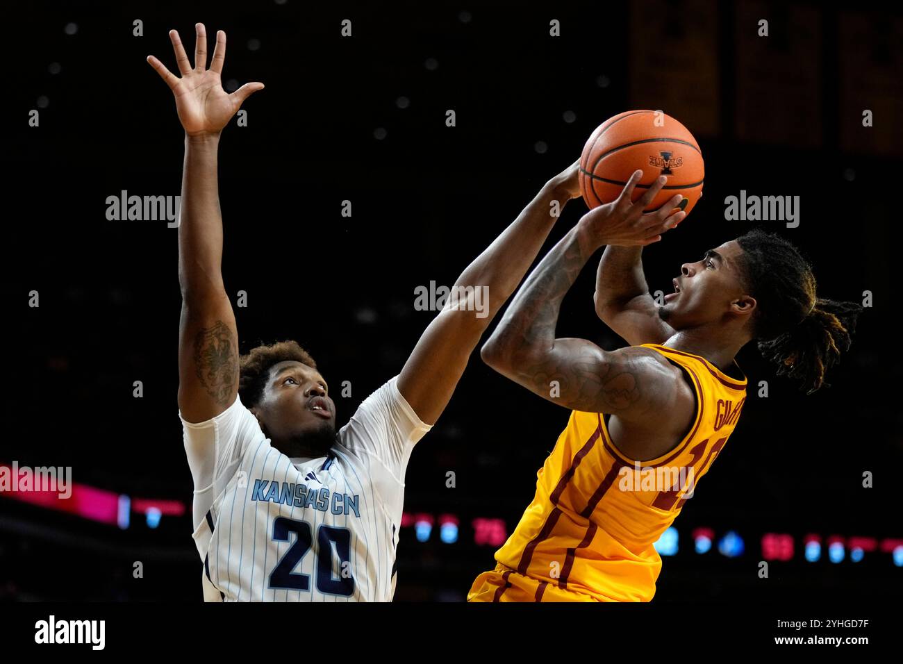 Iowa State guard Keshon Gilbert (10) shoots over Kansas City center ...