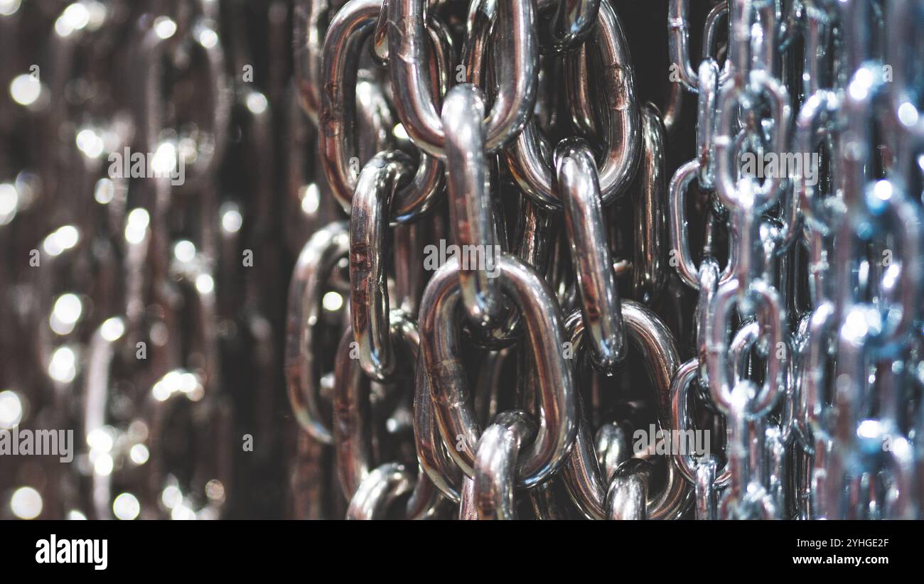 Silver metal steel chain close up texture background industrial Stock ...