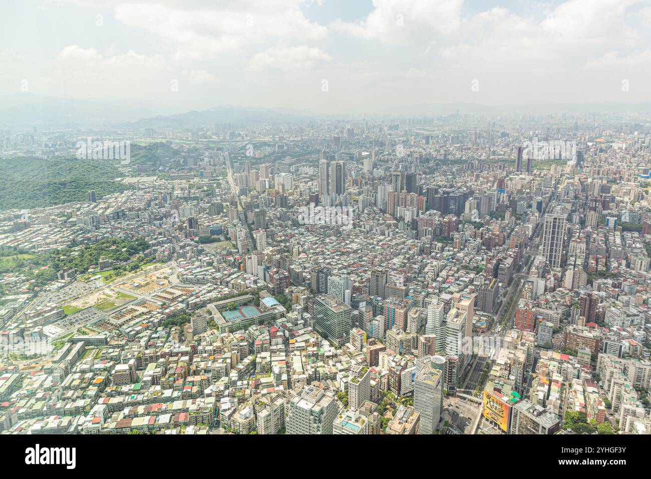 View from Taipei 101 observation deck of all of Taipei, looking out ...
