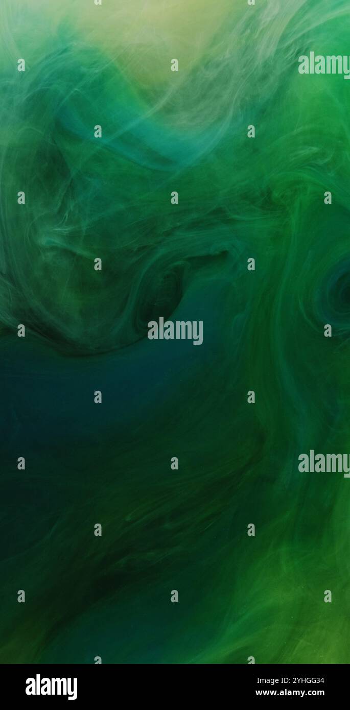 Mist swirl texture. Paint water flow. Green color splash vapor floating ...