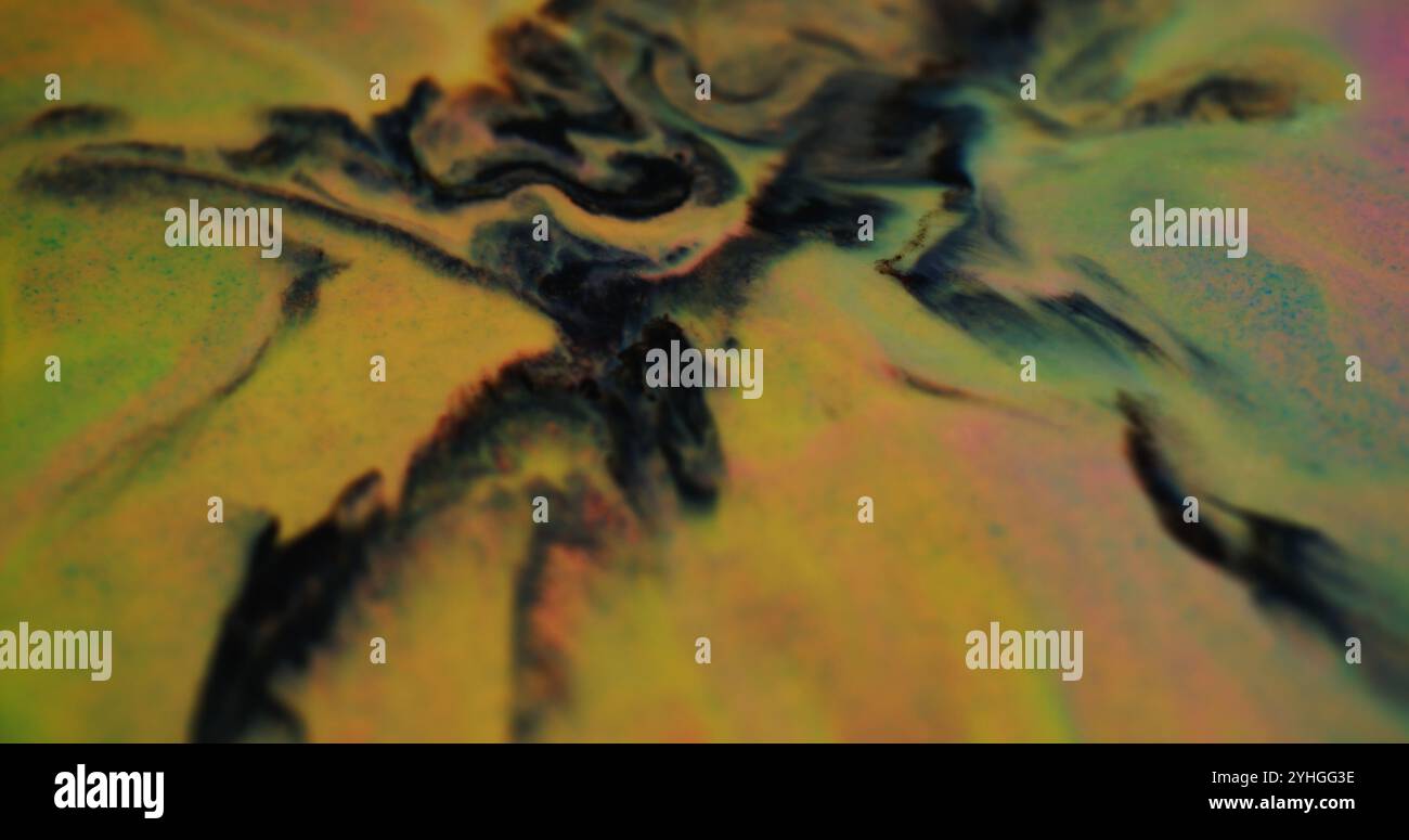 Contrast flow. Color mixture fluid. Jet paints diverge in different ...