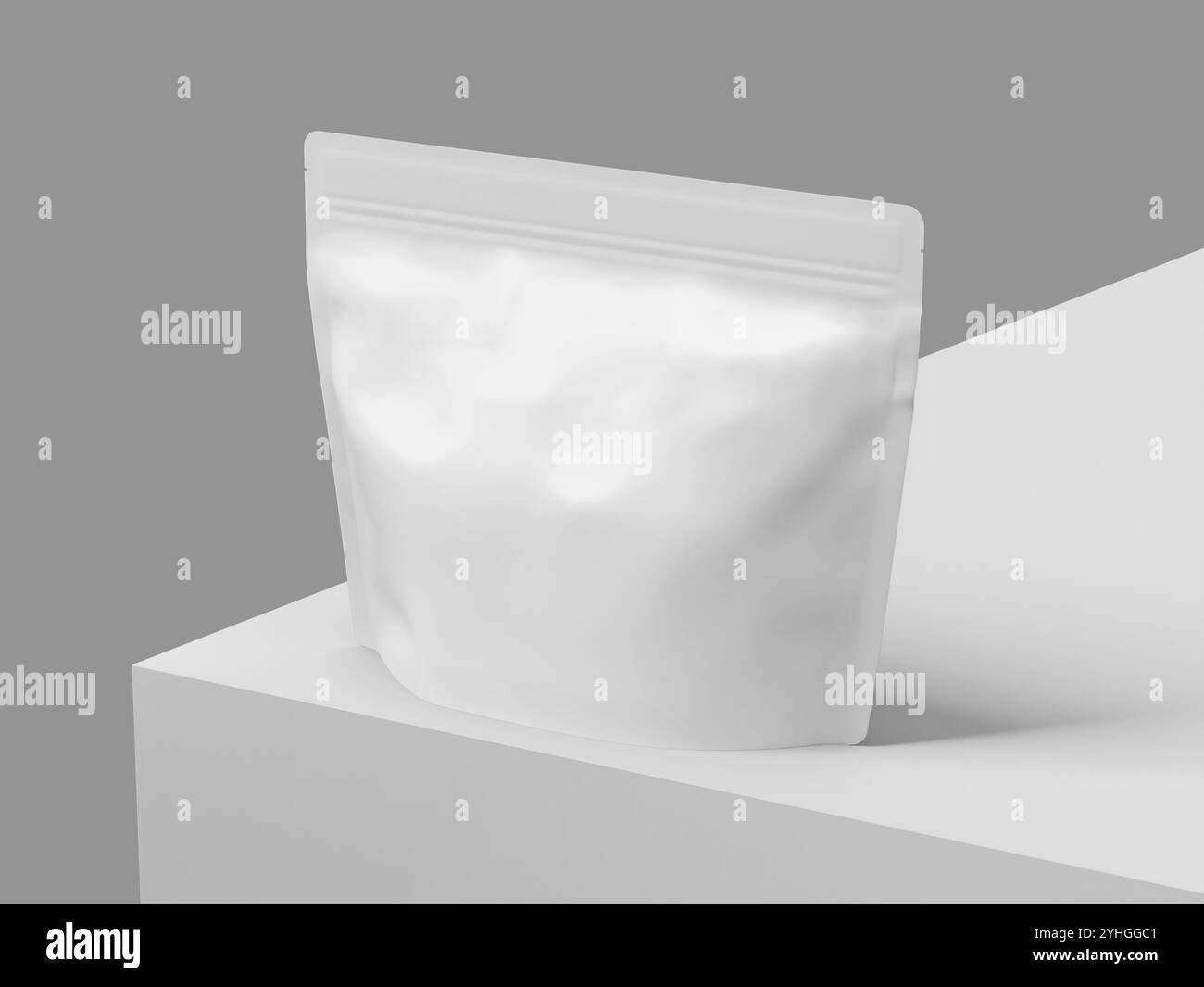White Blank Pouch Packaging Mockup with Podium Stock Photo - Alamy