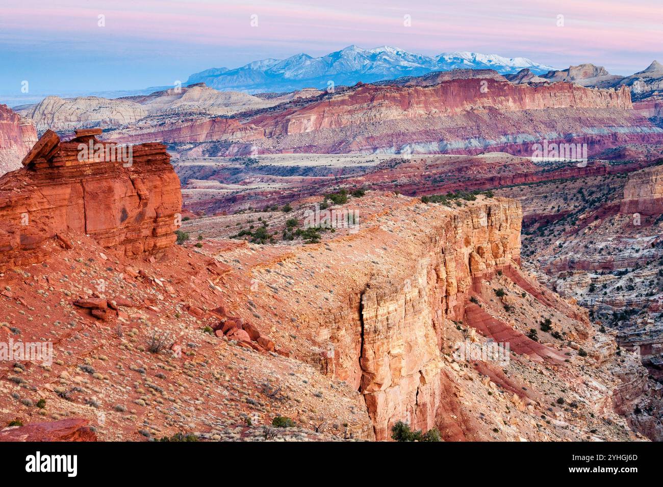 The Henry Mountains tower above the Waterpocket Fold of Capitol Reef ...