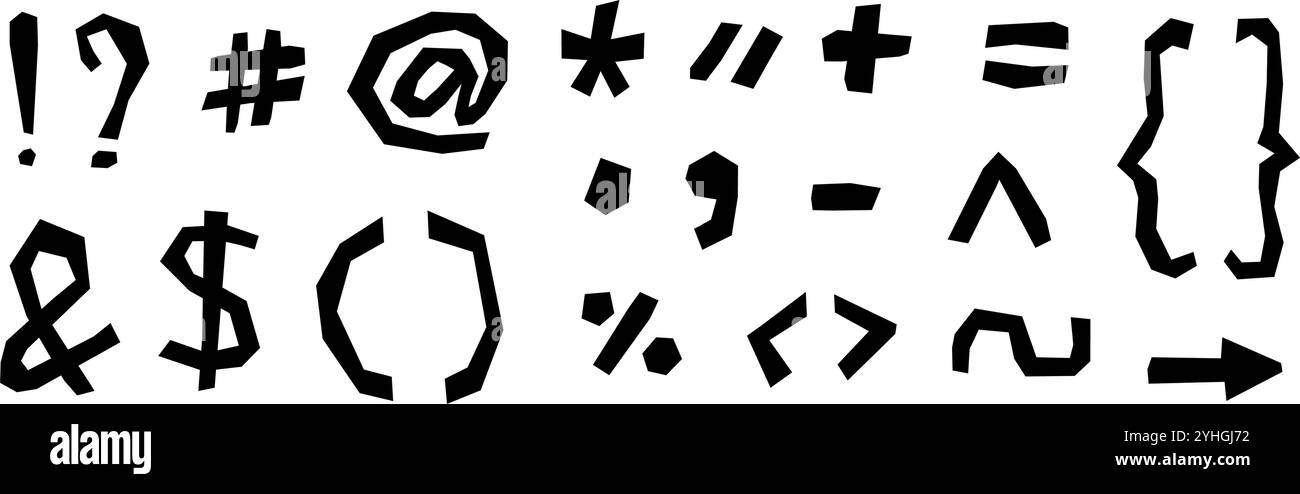 Paper cut out characters and signs collection. Punctuation mark collage ...